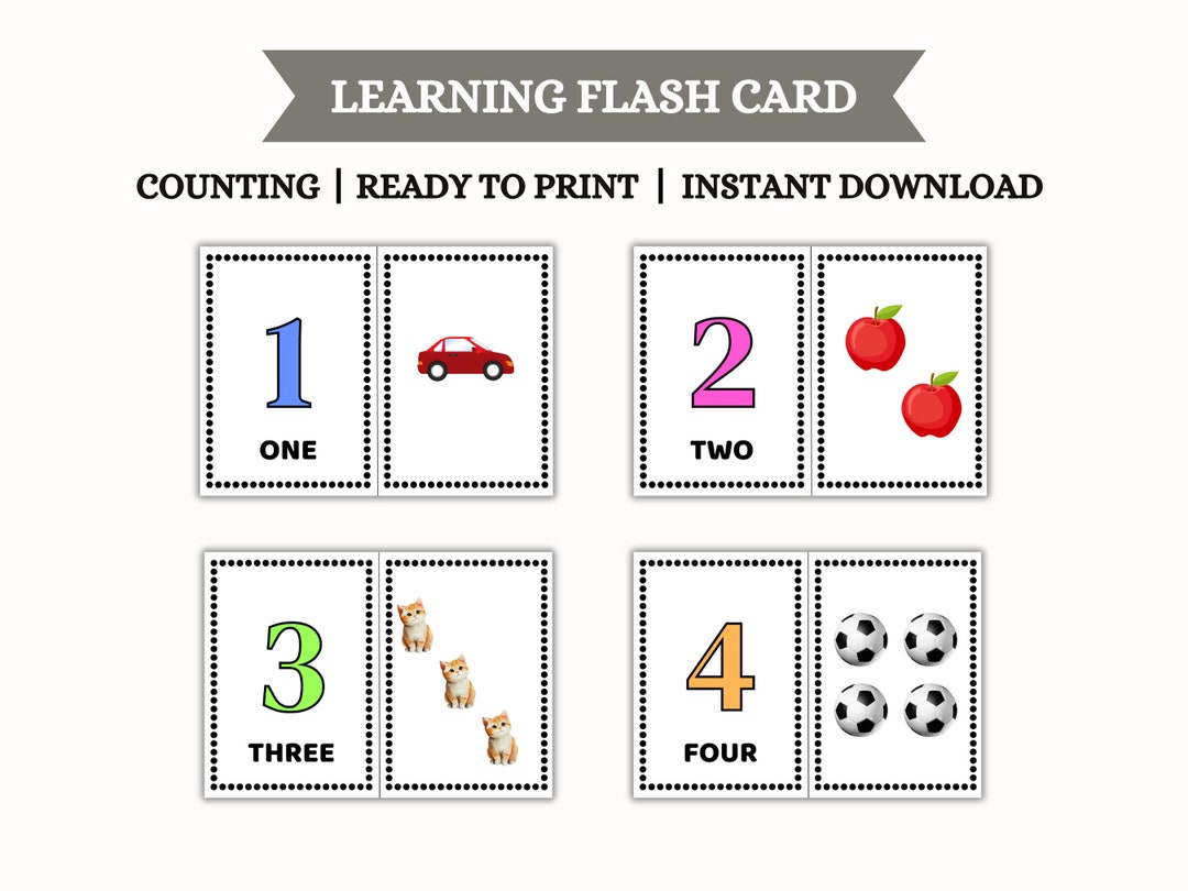 Printable Counting Number Flash Card, 1-10 Counting Number Flashcard ...