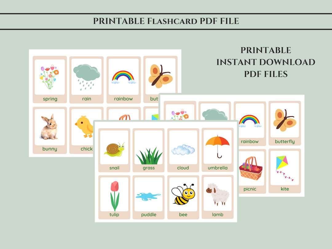 Printable Learning Flash Card, Kids School Educational Flashcard ...