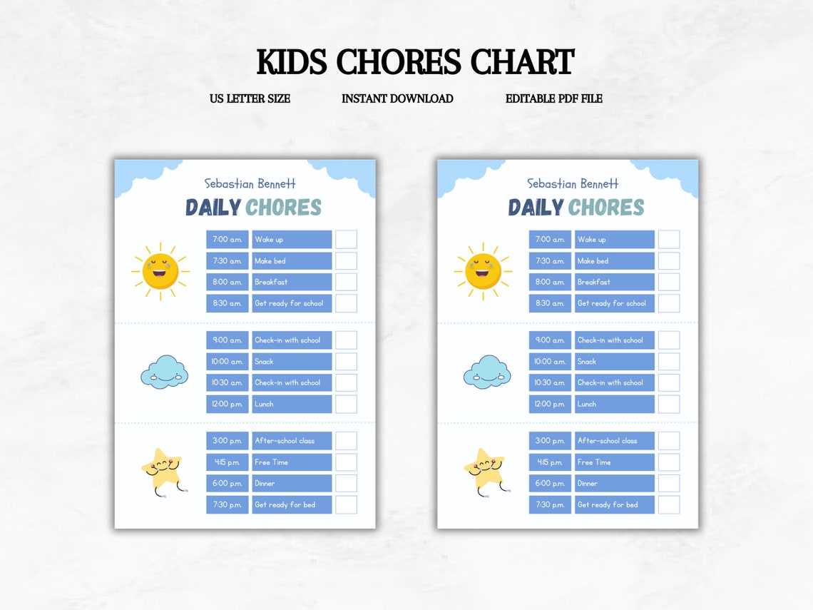 Editable Kid's Chore Chart Canva Template (digital Download) - Etsy