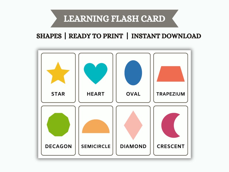 Printable Different Shapes Flash Card, Pre Montessori Material ...