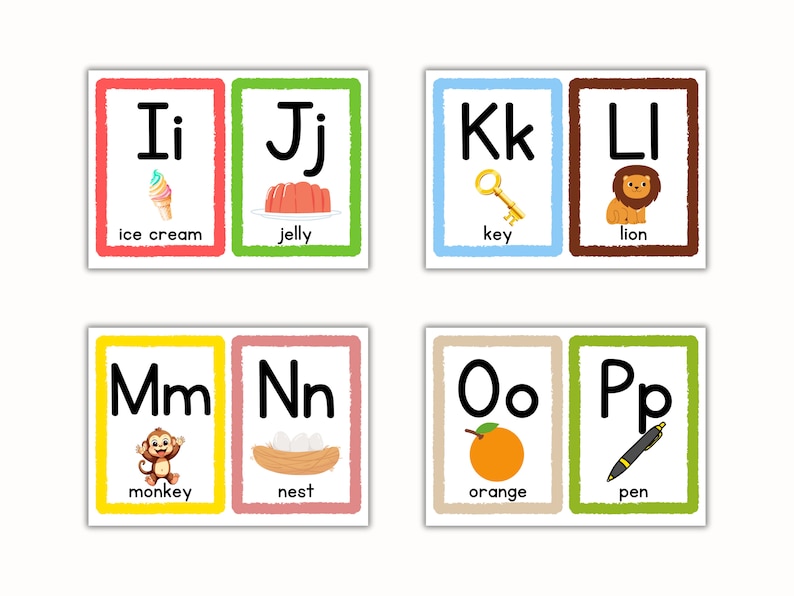 Printable Alphabet Flash Cards: Kids Classroom Decor (PDF File) - Etsy
