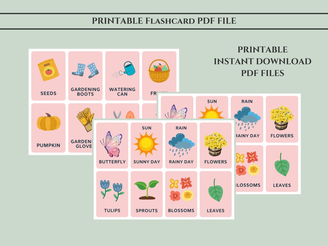 Printable Learning Flash Card, Kids School Educational Flashcard ...