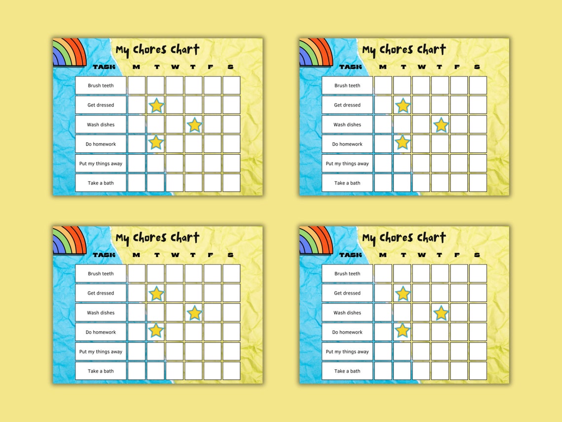 Editable Kid's Chore Chart Canva Template, Digital Kid's Chore Chart ...