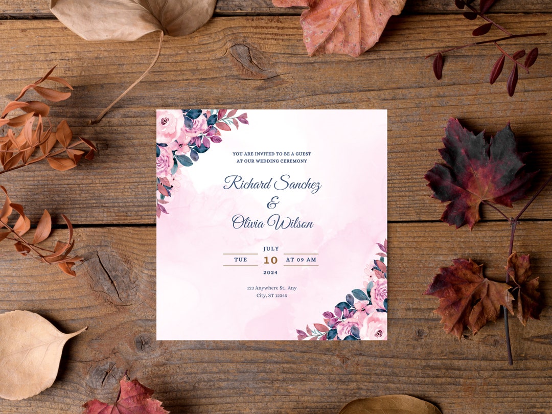 Elegant Editable Wedding Invitation Card, Editable Wedding Invites ...