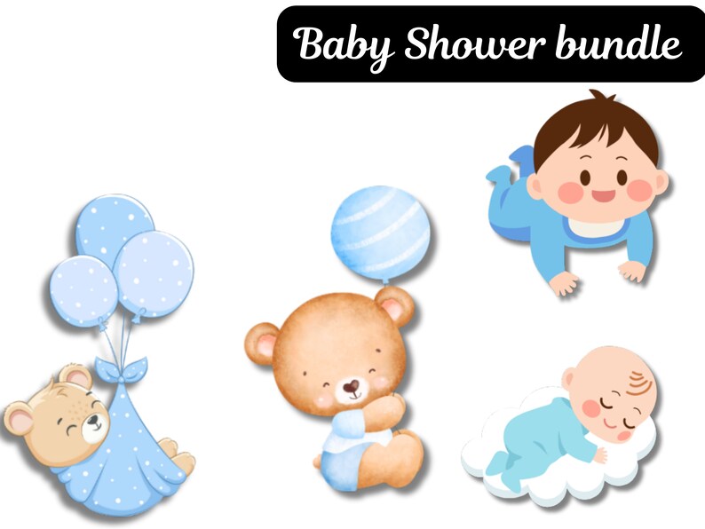 Digital Clipart, Baby Shower Clipart, Baby Shower Png, Clipart Bundle ...