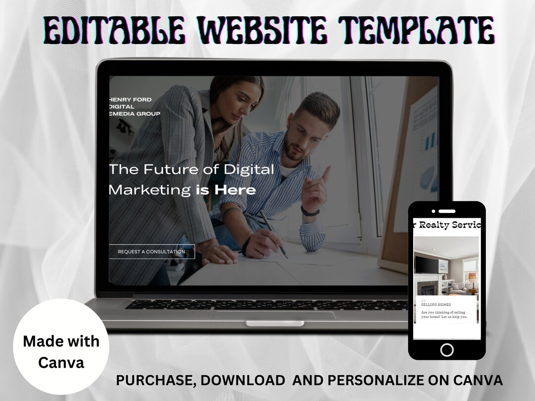 Website Template | Editable Website | Canva Template | Marketing ...