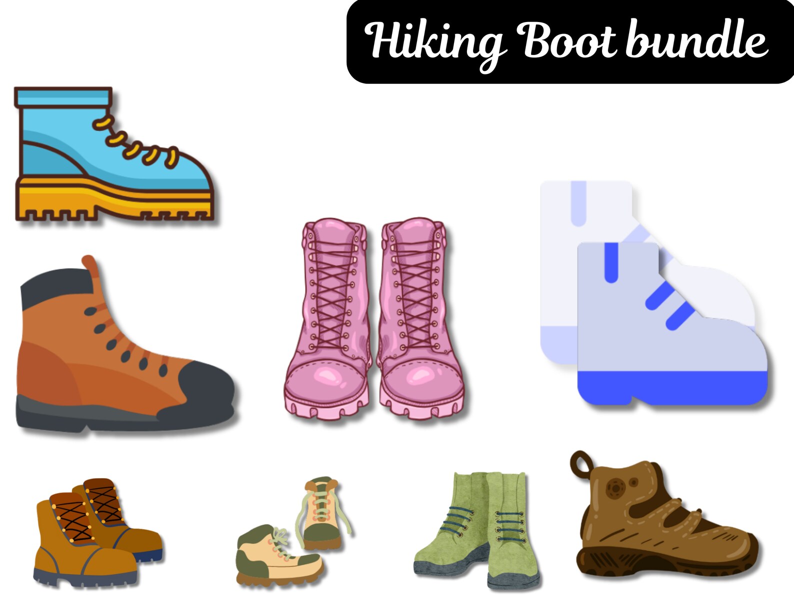 Digital Clipart, Hiking Boot Clipart, Hiking Boot Png, Clipart Bundle ...