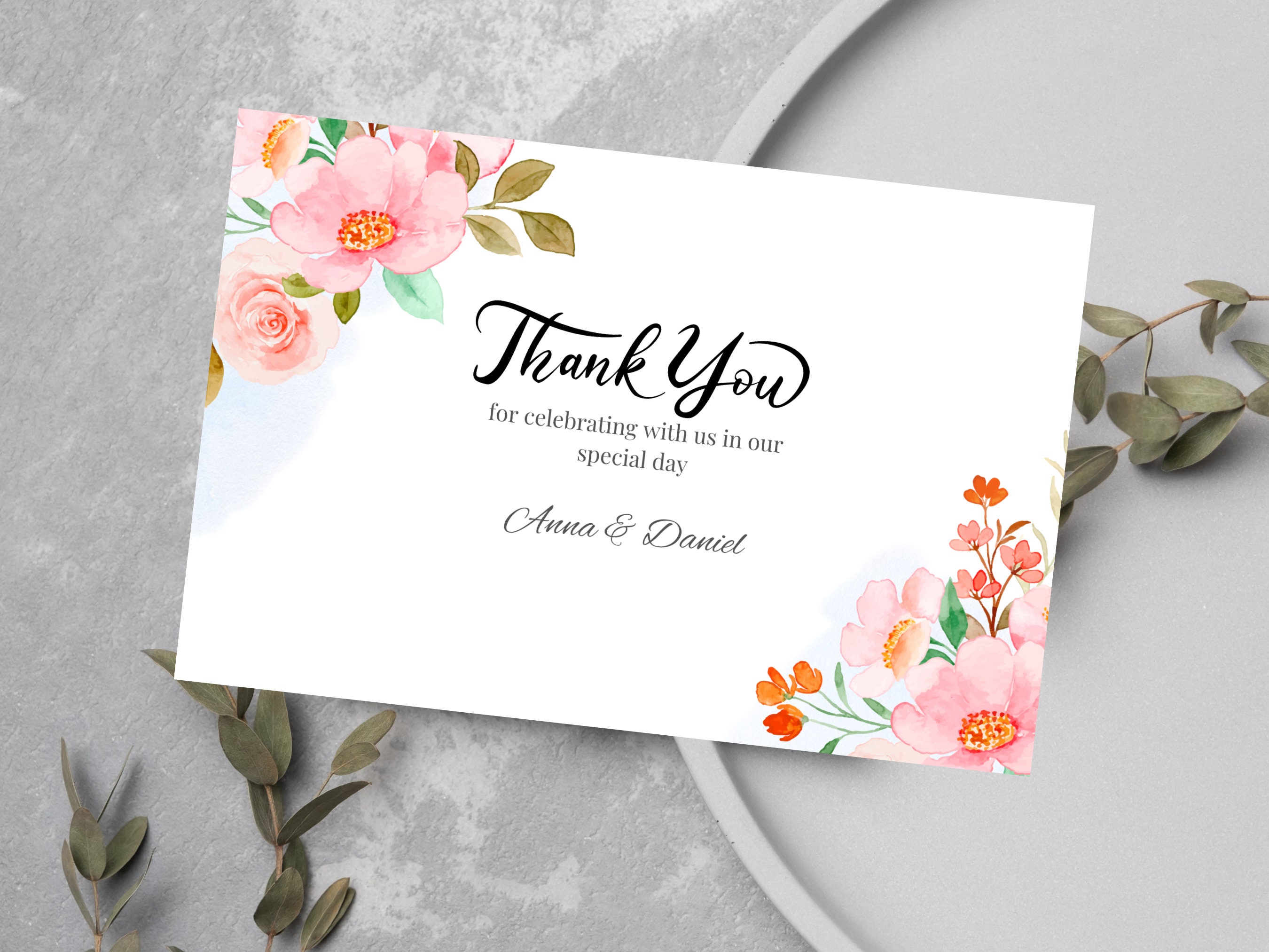 Editable Greetings Card, Printable Thanks You Card, Digital Greeting ...