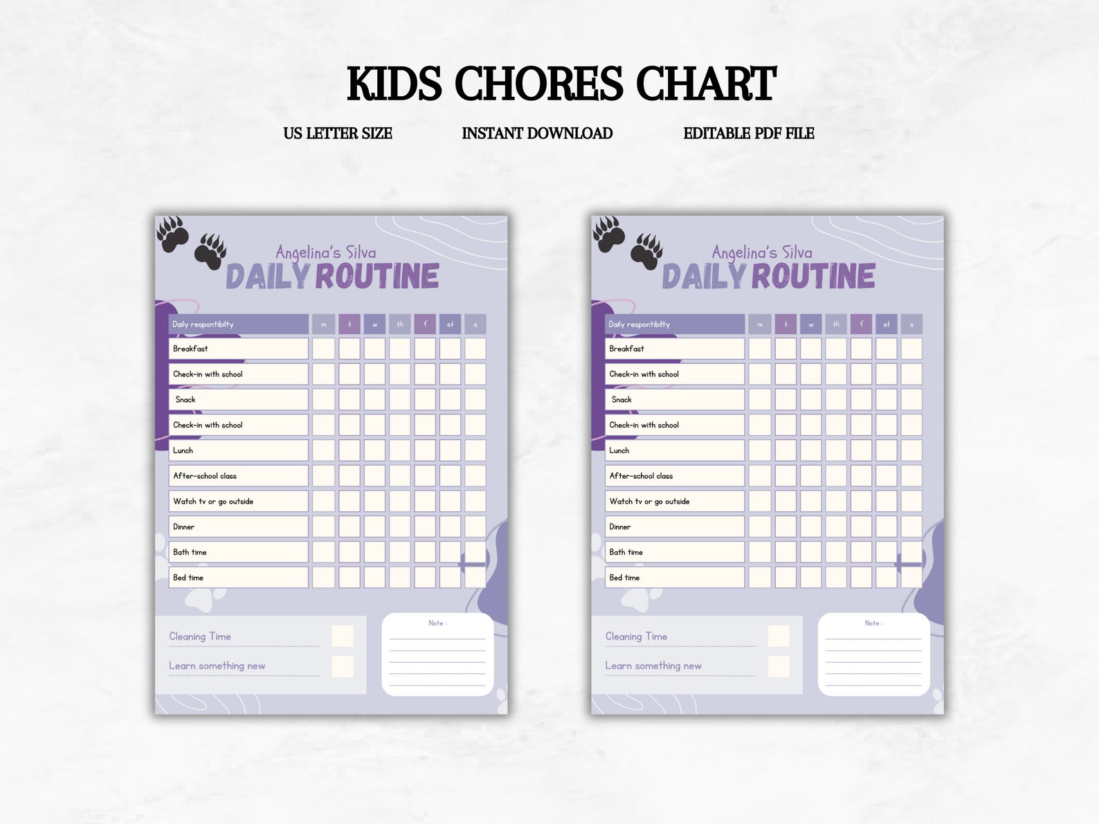 Editable Kid's Chore Chart Canva Template, Digital Kid's Chore Chart ...