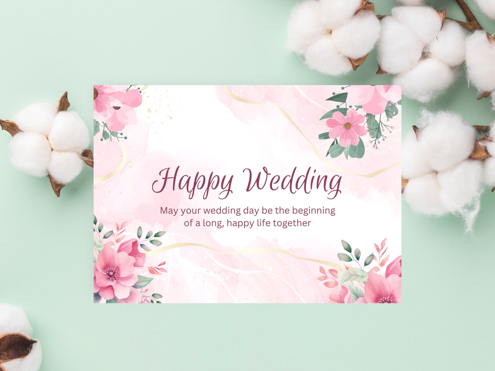 Printable Floral Wedding Day Card: Gratitude Card (PDF File) - Etsy