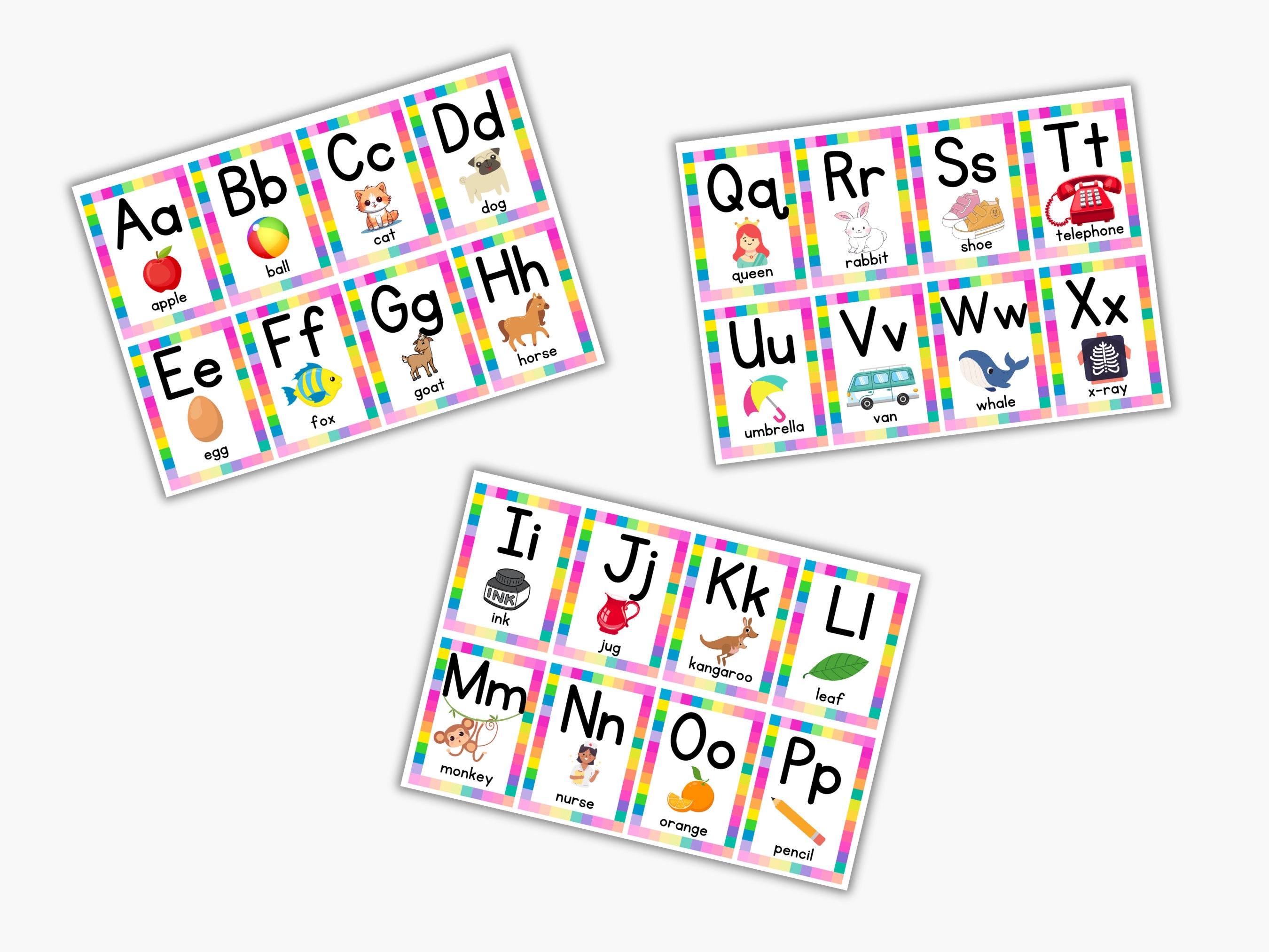 Printable Alphabet Flash Card, 26 Abcs Flashcard, Kids Educational Card ...