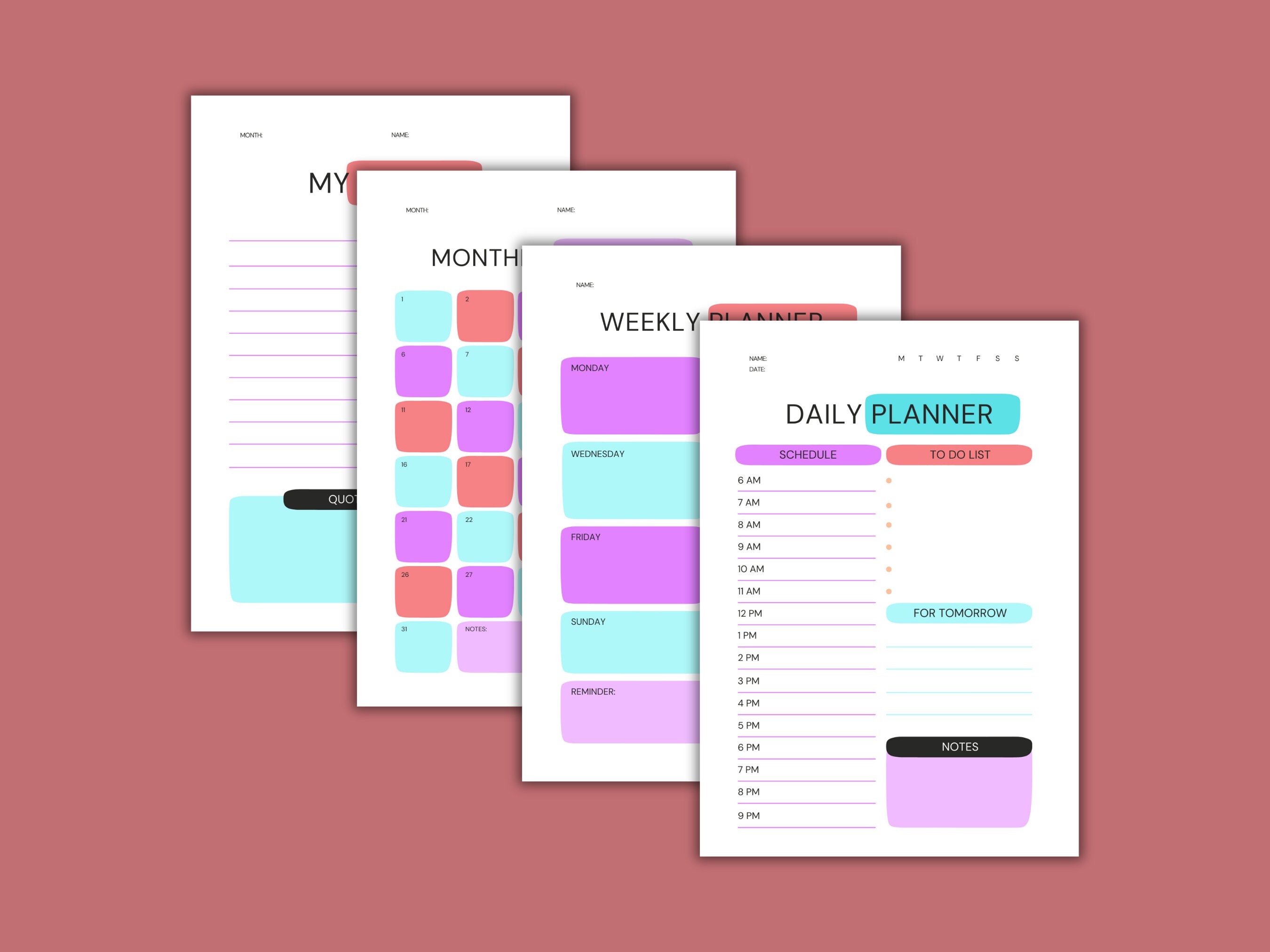 Editable Daily Planner Template, Daily, Weekly and Monthly to Do List ...