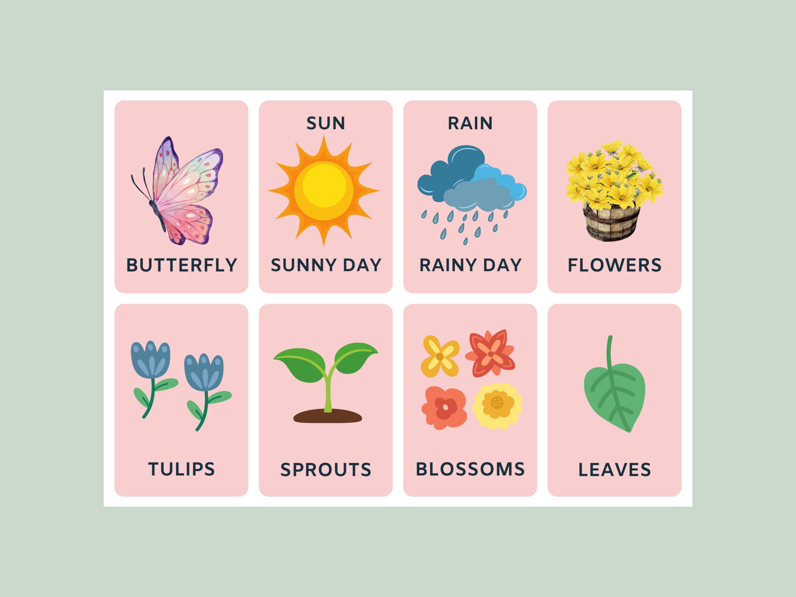 Printable Learning Flash Card, Kids School Educational Flashcard ...