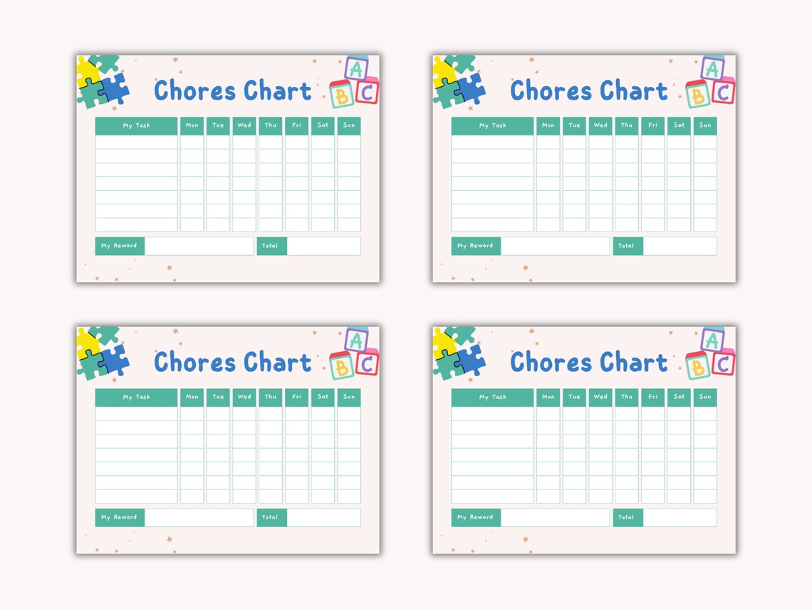 Editable Kid's Chore Chart: Canva Template (PDF File) - Etsy