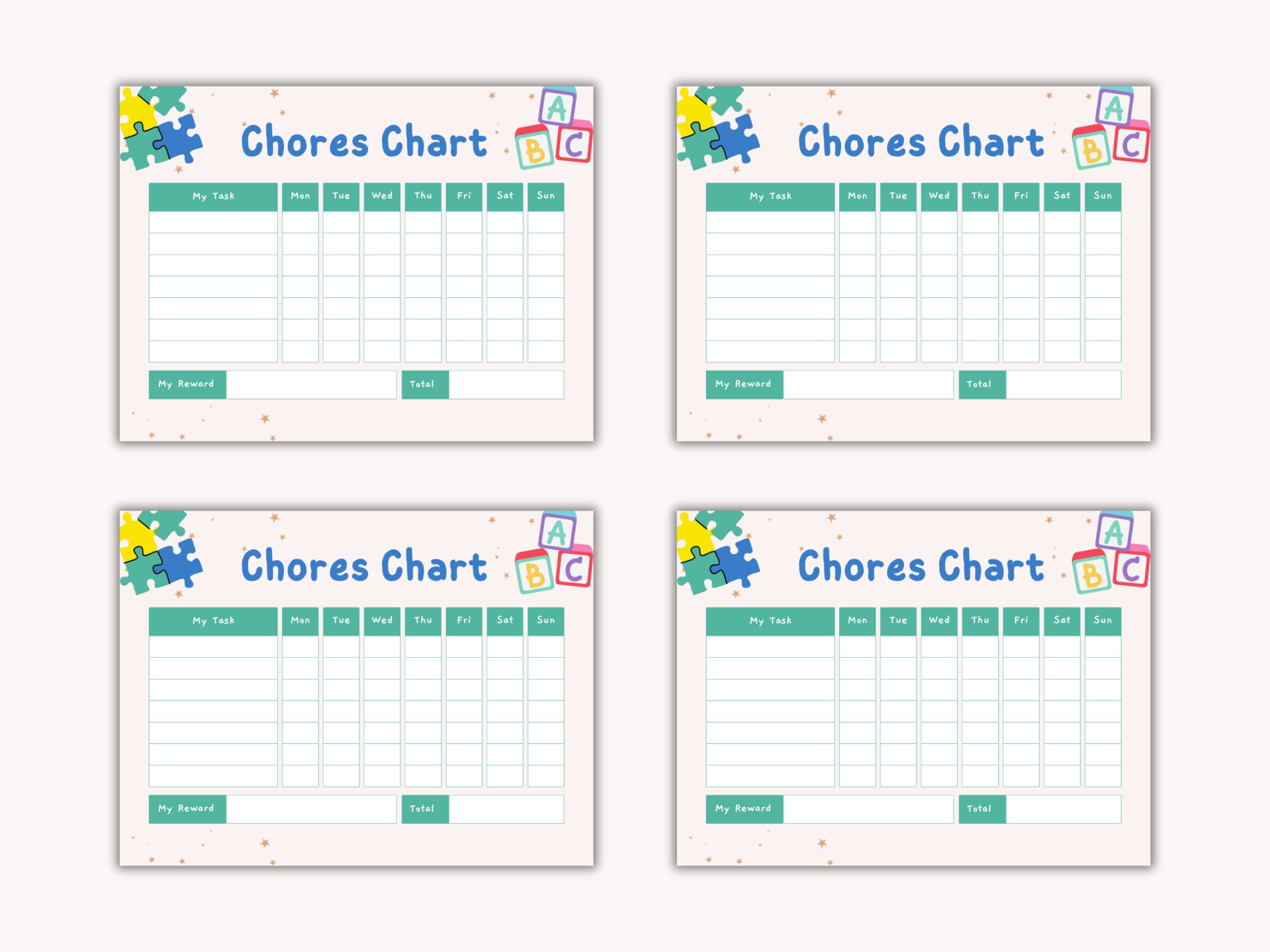 Editable Kid's Chore Chart: Canva Template (PDF File) - Etsy
