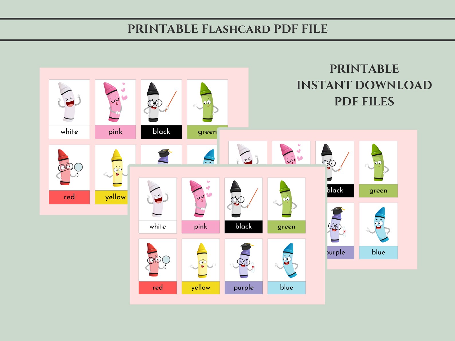 Printable Learning Flash Card, Kids School Educational Flashcard ...