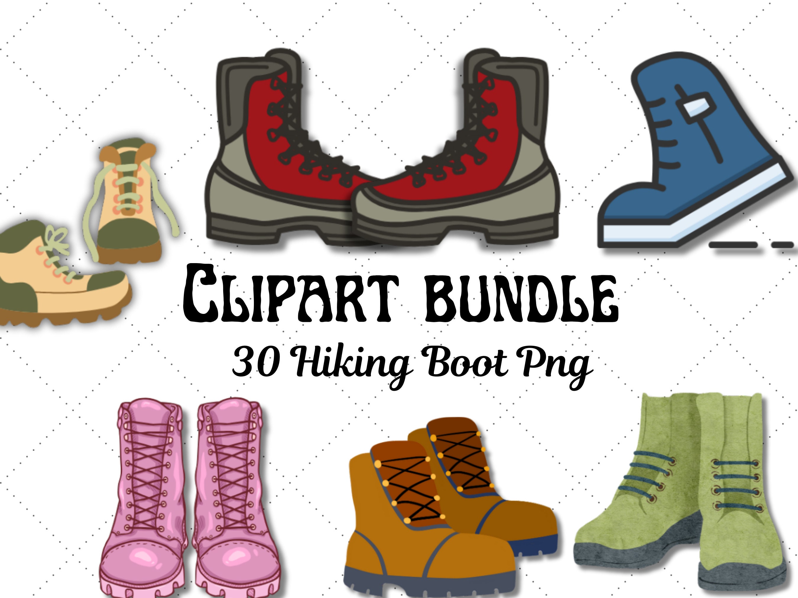 Digital Clipart, Hiking Boot Clipart, Hiking Boot Png, Clipart Bundle ...
