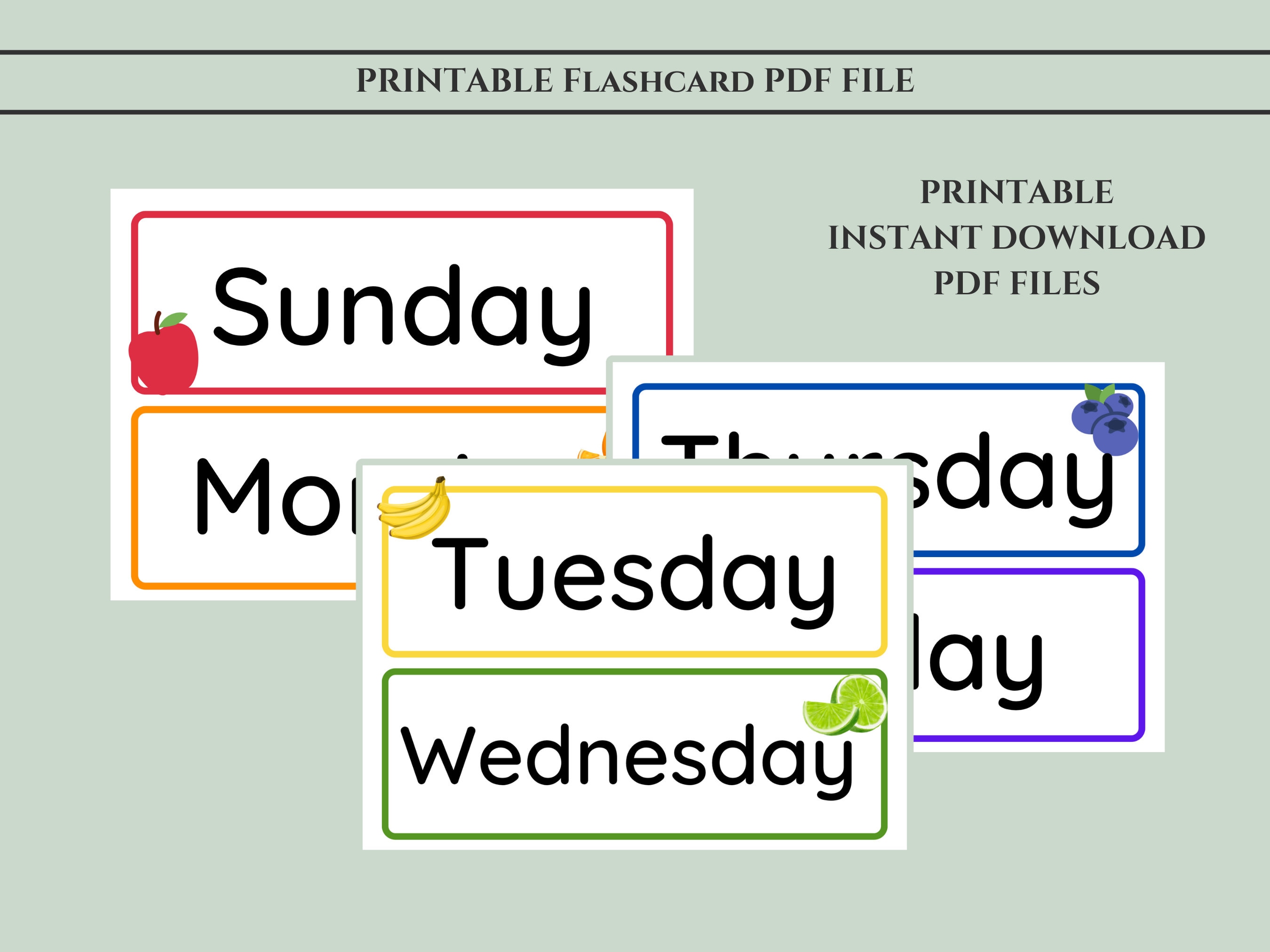 Printable Learning Flash Card, Kids School Educational Flashcard ...