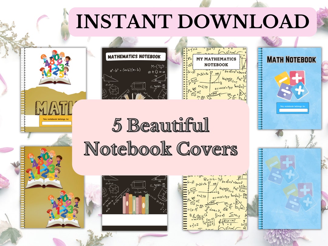 Math Notebook Covers: 5 Printable Designs (PDF Download) - Etsy
