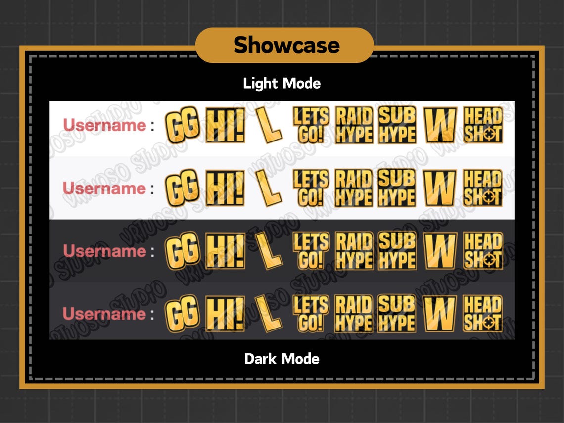 Custom Gold Text Emotes for Twitch/custom Emotes Pack/15 Emote Bundle ...