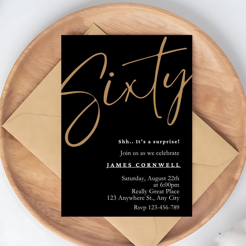 Sixty 60th Minimal Birthday Invitation Template, Minimalist Invitation ...
