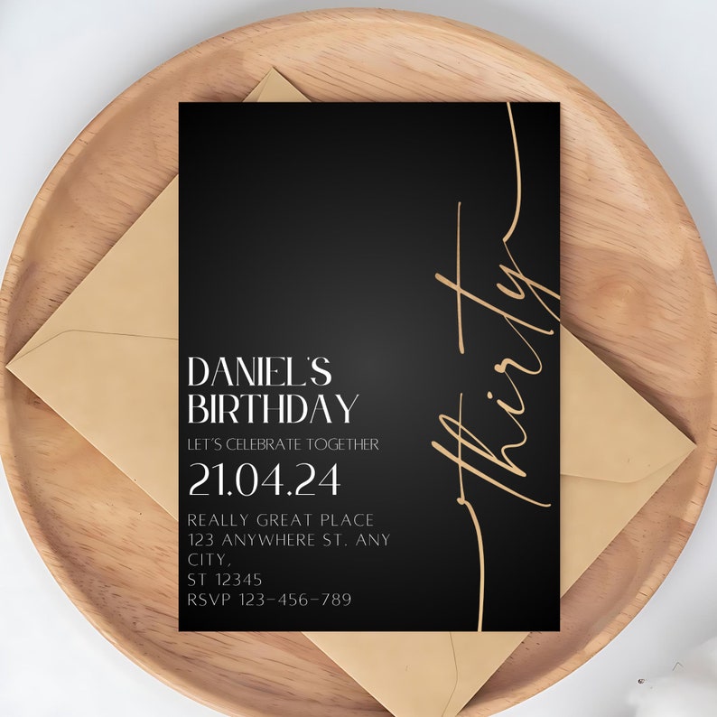 Thirty 30th Birthday Invitation Template | Elegant Birthday ...