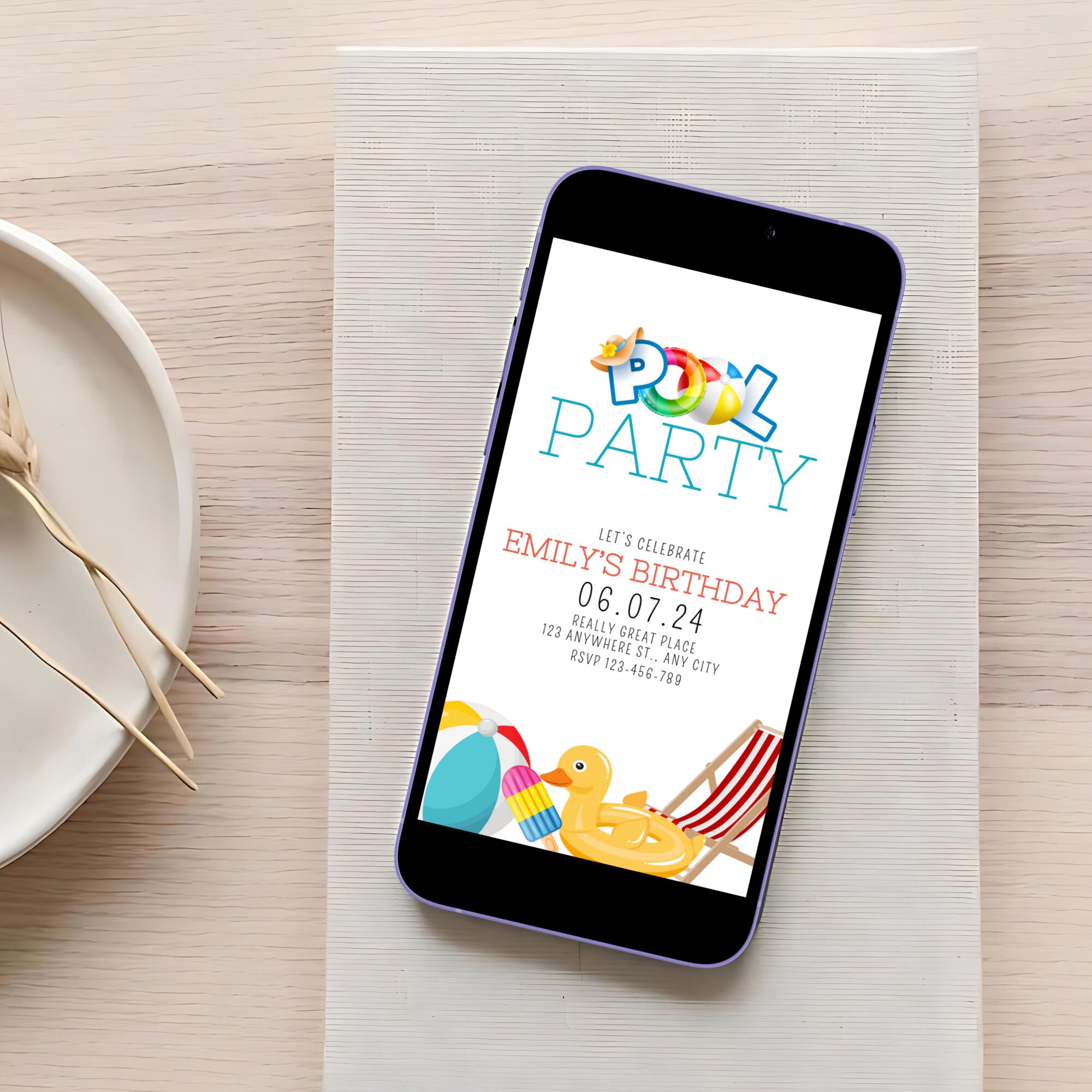 Pool Party Birthday Invitation Template | Funny Summer Birthday | Pool ...
