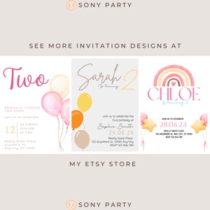 Ballons One Birthday Invitation Template | 1st Birthday| Kids Minimal ...