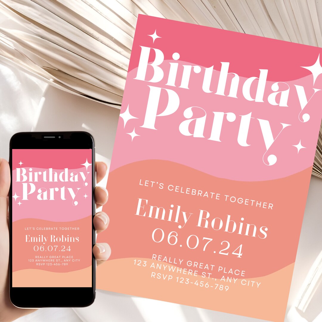 Groovy Birthday Invitation, Retro Invitation, Groovy Daisy, Funcky ...