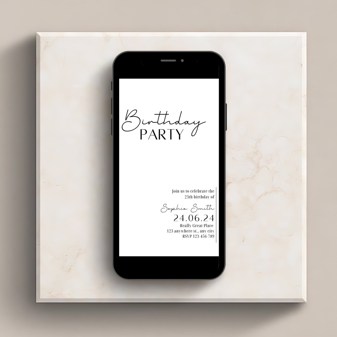 Minimal Birthday Invitation Template | Elegant Birthday | Minimal Party ...