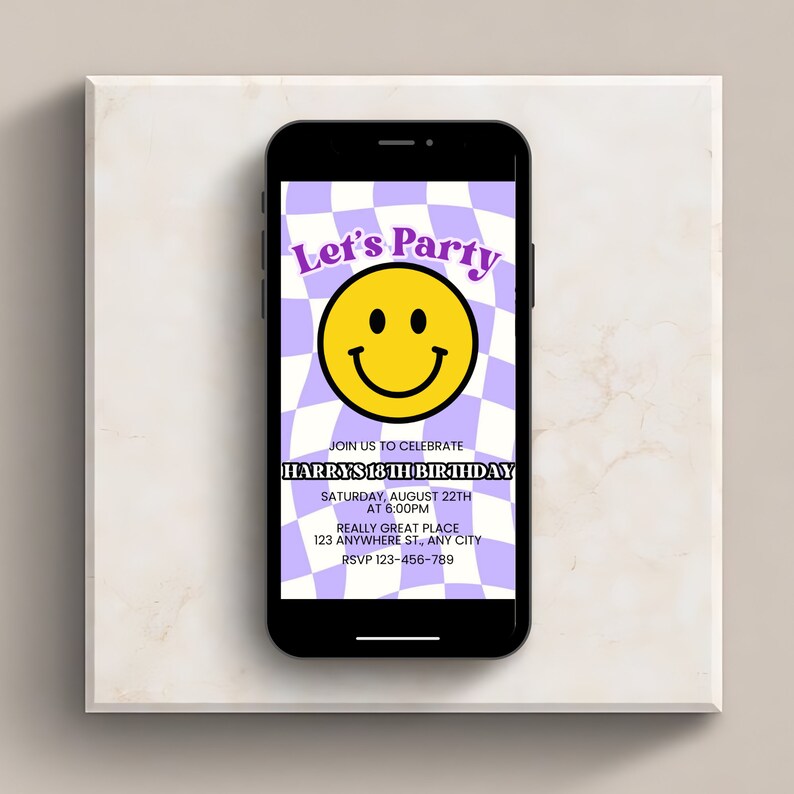 Smile Face Birthday Invitation Template, Happy Face, Modern Happy Party ...