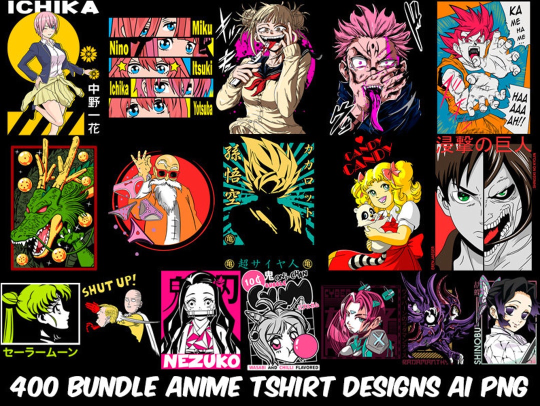 400 Premium Anime Designs Pack, Modern T-shirt Design Pack, Bundle ...