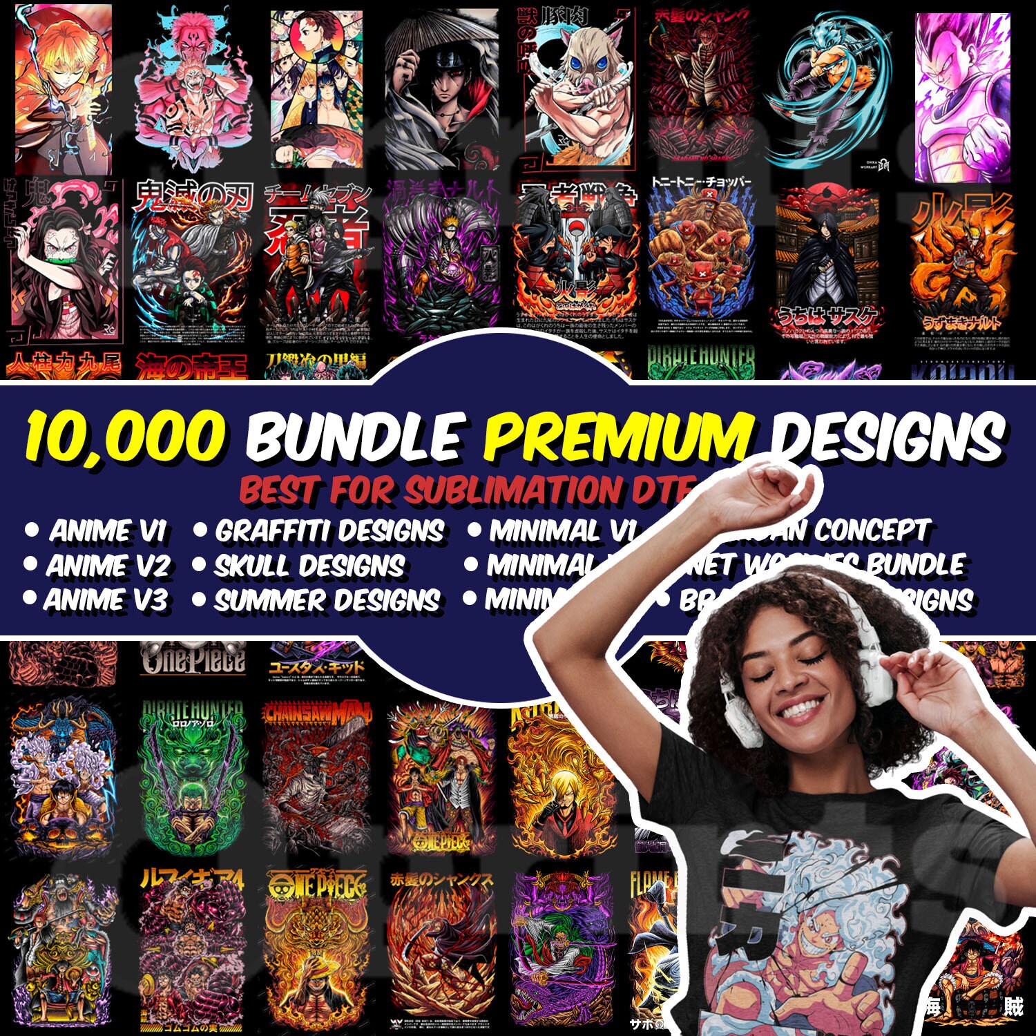 10,000 Bundle Premium Designs, Big Pack of Designs, Anime T-shirt ...