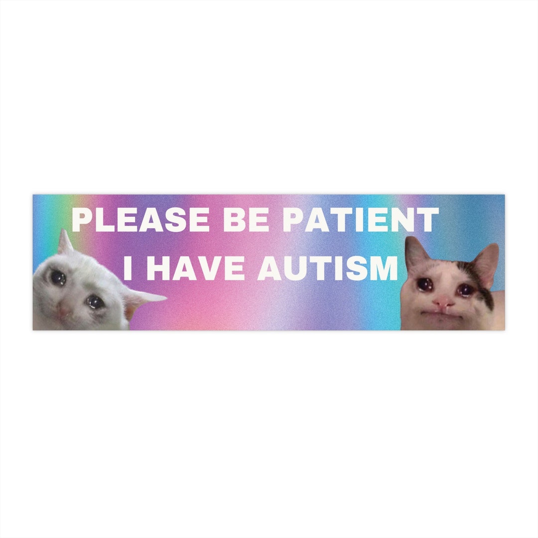 Unhinged Bumper Sticker, Crying Cat Meme Gift, I Have Autism Ironic ...