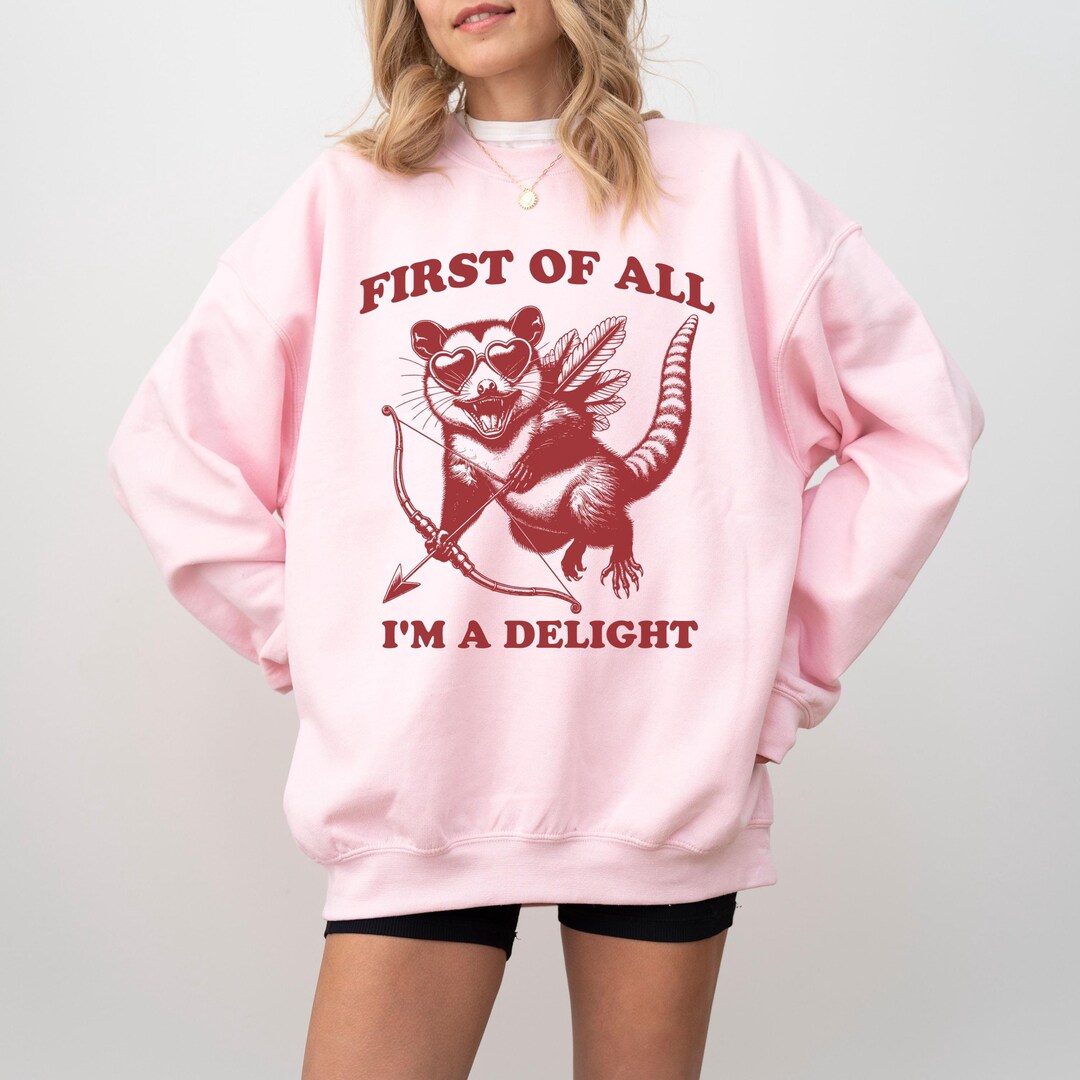 I'm A Delight Possum Valentine Sweatshirt Funny Valentines Day Sweater ...
