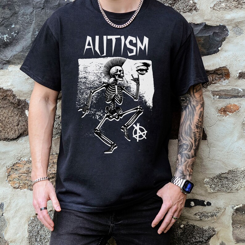 Autism Skeleton T-shirt, Unisex Funny Meme T Shirt, Autism Anarchy ...