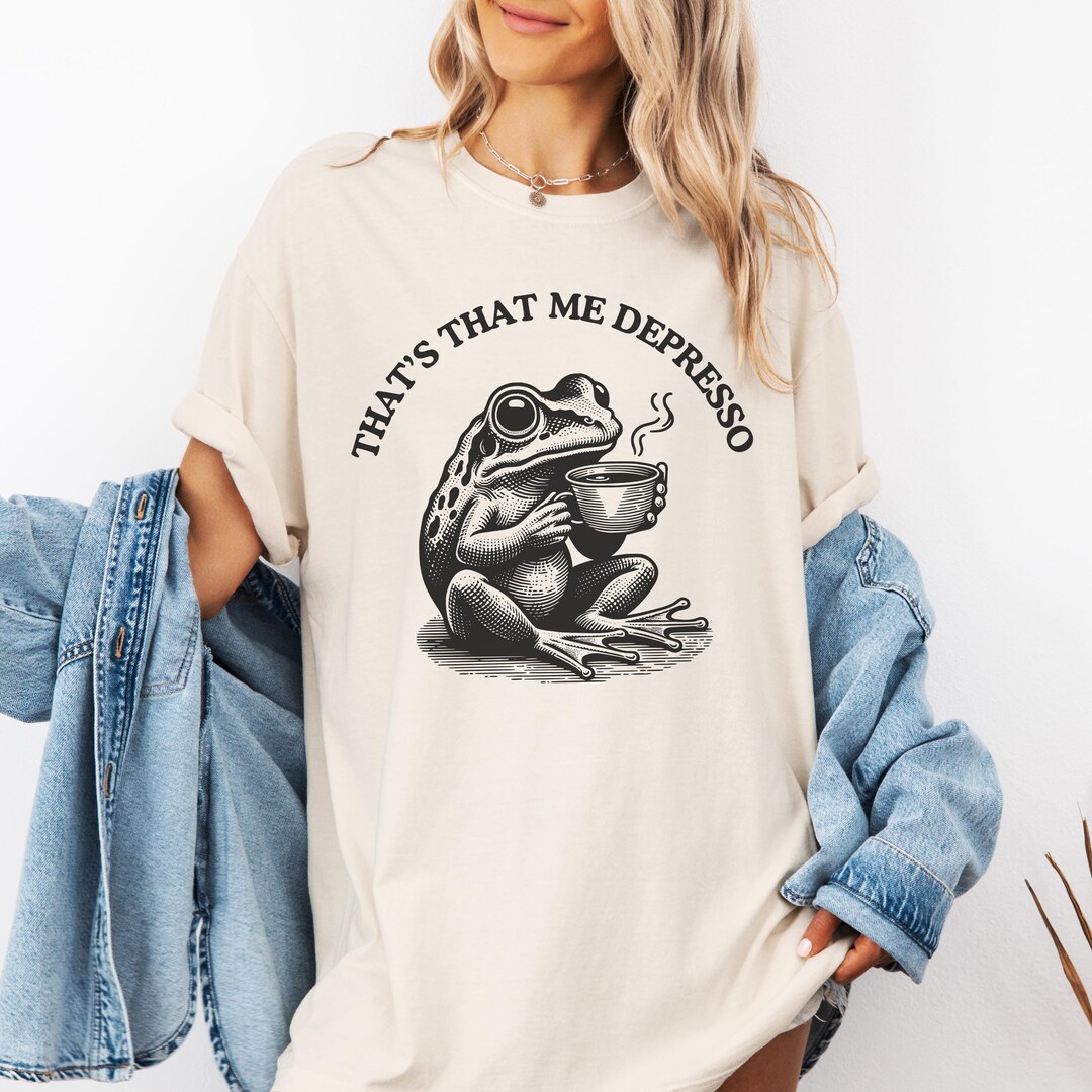 Depressed Frog Shirt Funny Meme Shirts That Go Hard Vintage T-shirt ...
