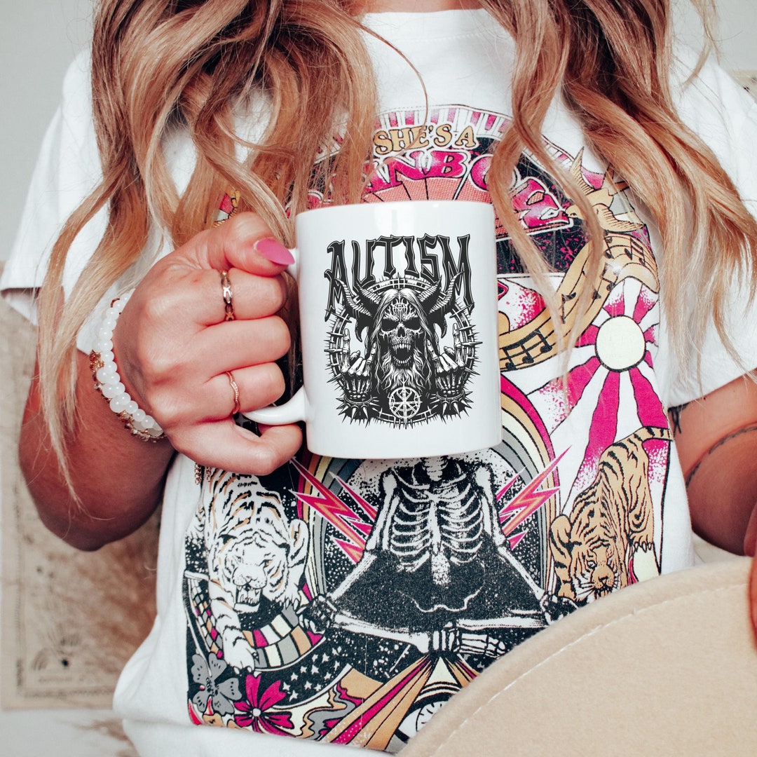 Autism Meme Mug, Oddly Specific Gift, Funny ADHD Autism Skeleton Mug ...