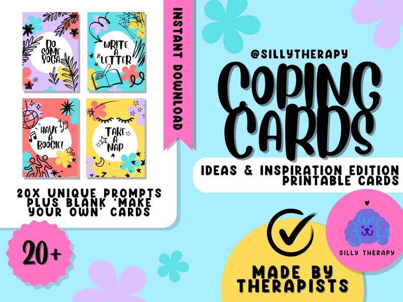 Printable Coping Cards Self-care Deck Mental Health Support PDF ...