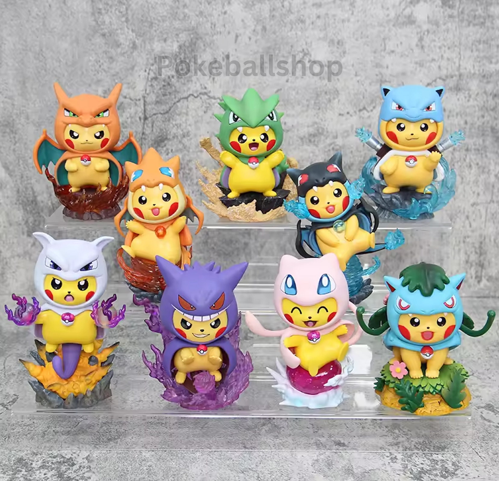 Poke Poncho Pikachu Cosplay Statue Anime Gift Decoration Ornament ...