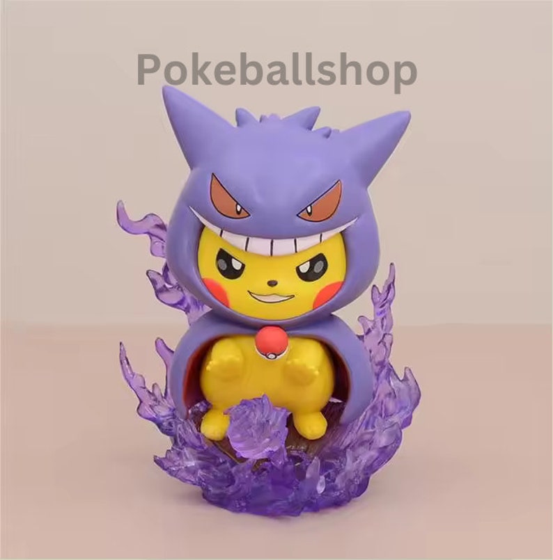 Poke Poncho Pikachu Cosplay Statue Anime Gift Decoration Ornament ...