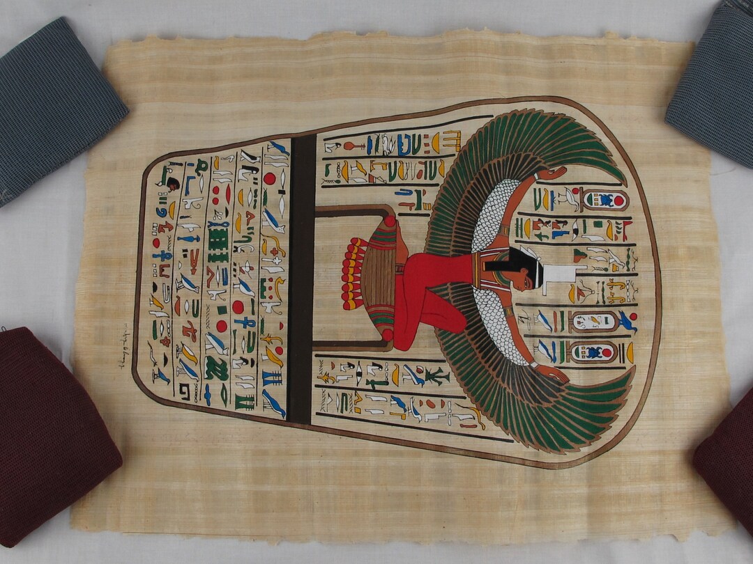 Isis on Papyrus Paper, Hand Painted Art of the Egyptian Goddess of the ...