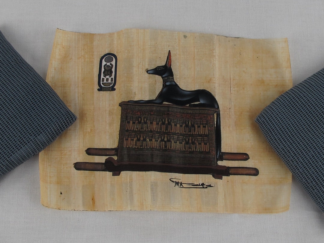 Anubis on Papyrus Paper, Hand Painted Art of the Egyptian God Also ...
