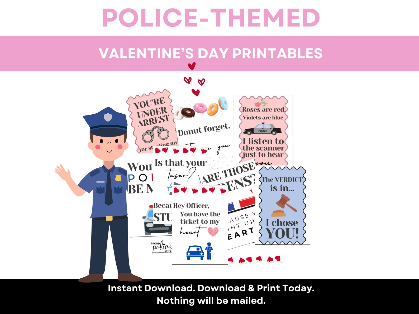 Police Valentine Cards | Police Valentine Printable | for Police ...