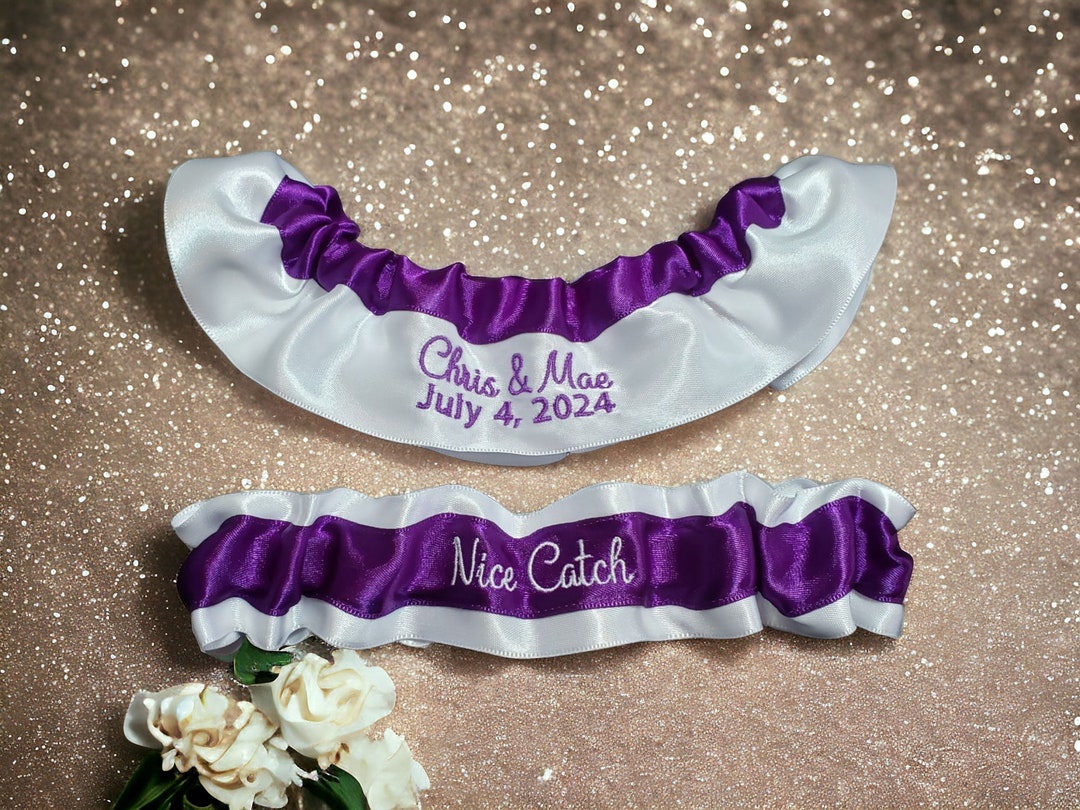 Your Names and Date Garter Set Pick Your Colors - Etsy