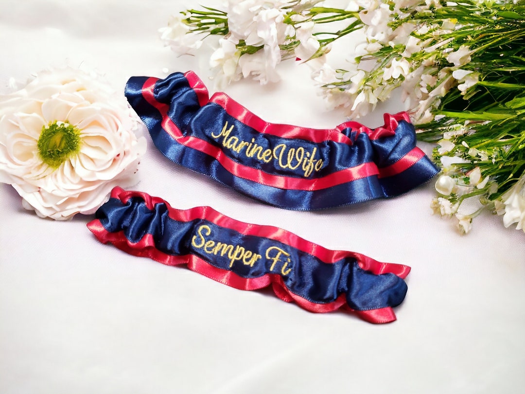USMC Marines Custom Embroidered Wedding Garters Set - Etsy