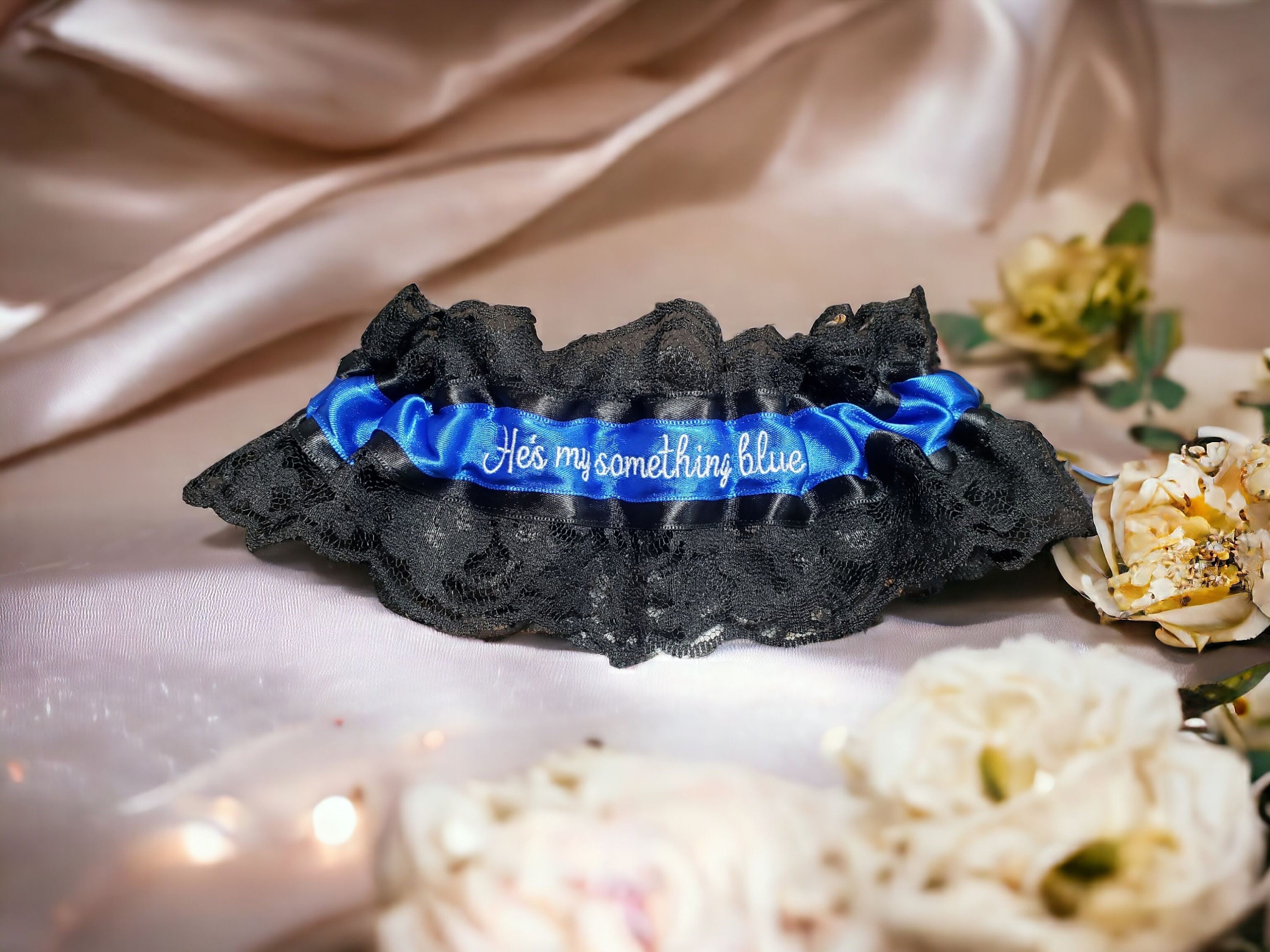 He's My Something Blue Police Garter Set Pick Your Colors - Etsy