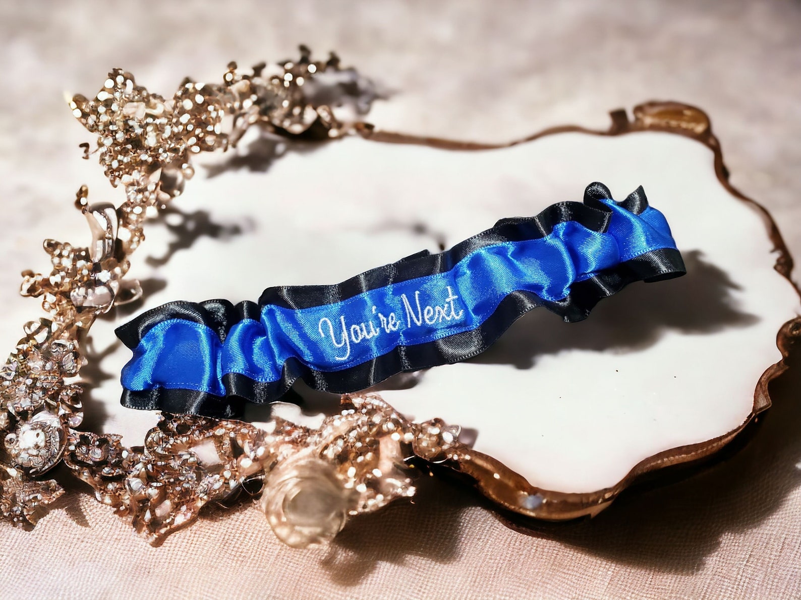 He's My Something Blue Police Garter Set Pick Your Colors - Etsy