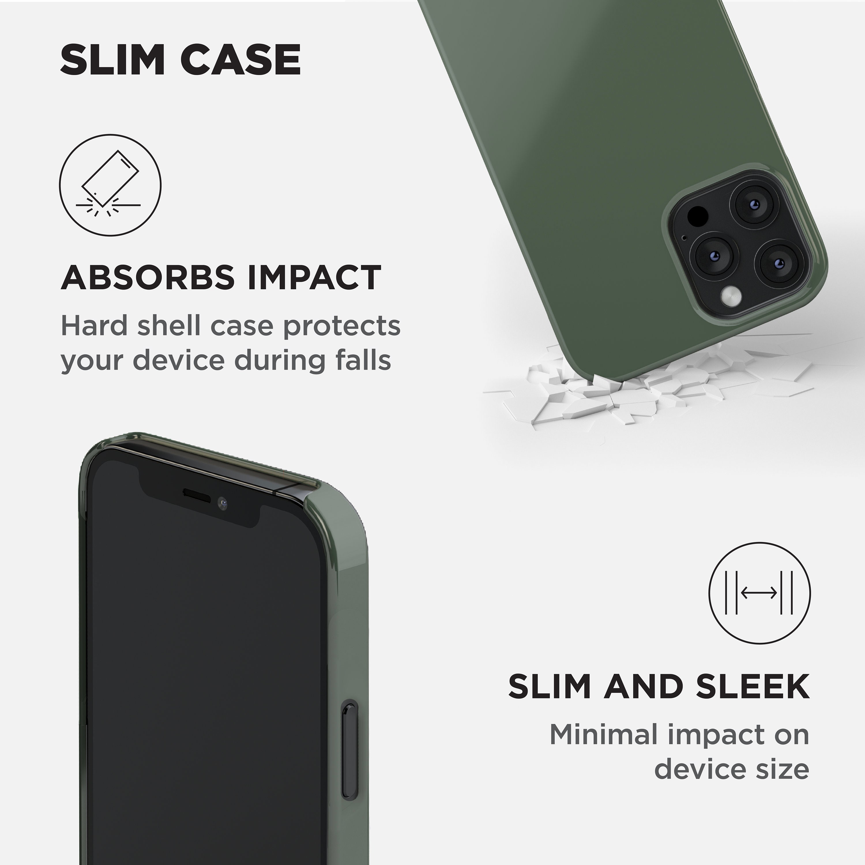 Alpine Dark Green Block Colour Shockproof Impact Phone Case iPhone 16 ...