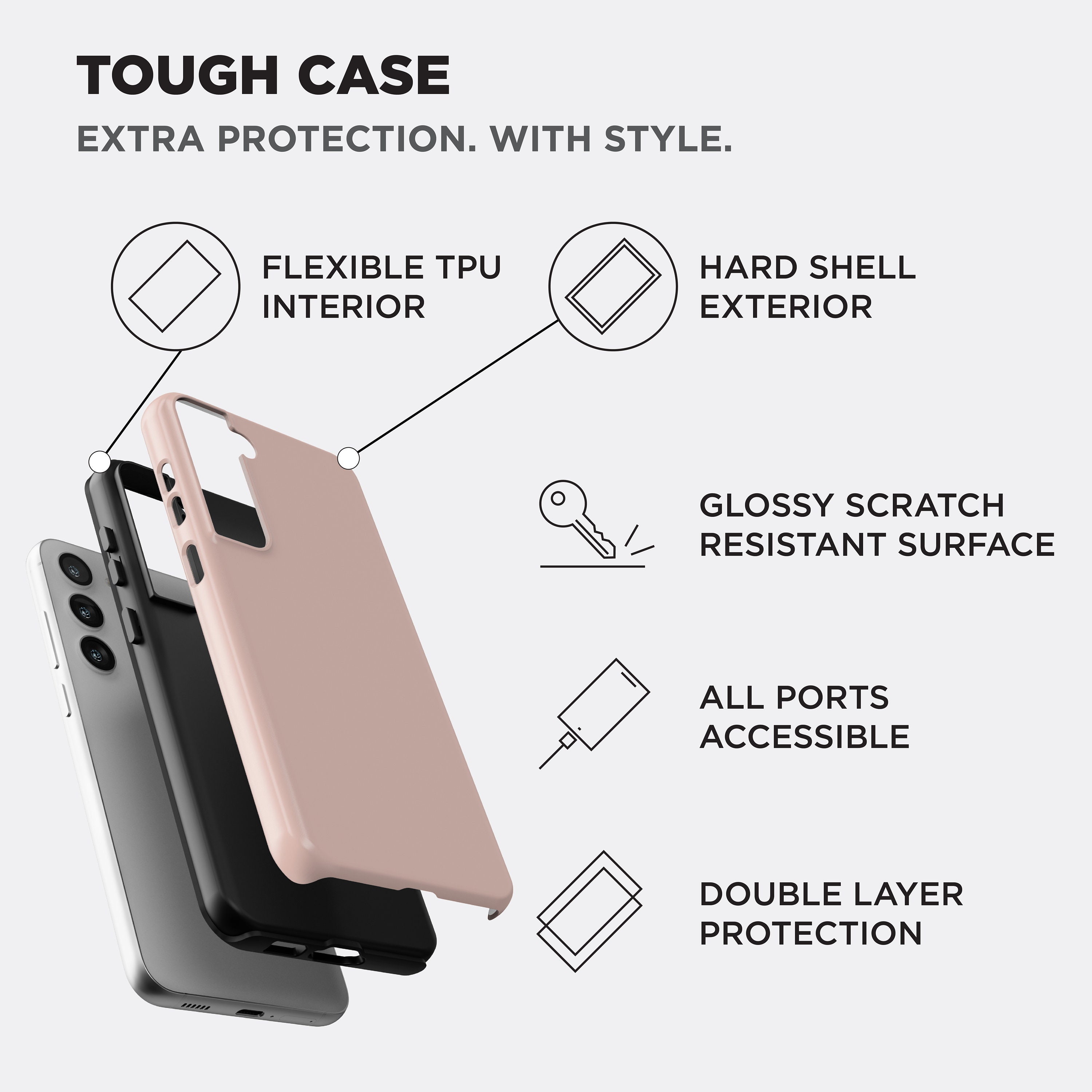 Rose Gold Block Colour Protective Phone Case Samsung Galaxy S24 Ultra ...